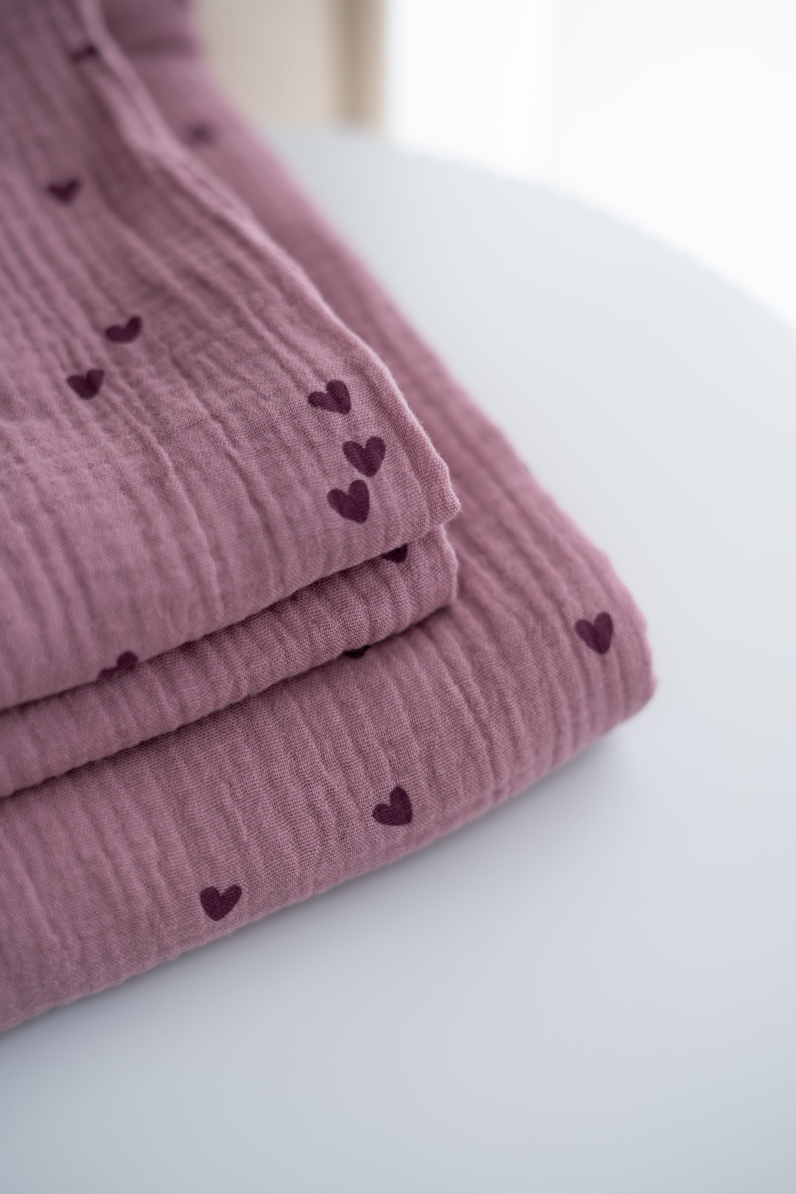 Hydrofiele Doek Mauve Hartjes – Heppiejoe